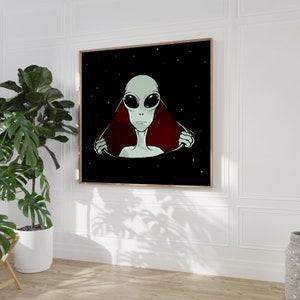 Alien Ripping Space UFO Wall Art Extraterrestrial Poster - Etsy
