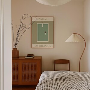 Girl Floating in Pool | Retro Green Swimming Pool Art | Cute Summer ...