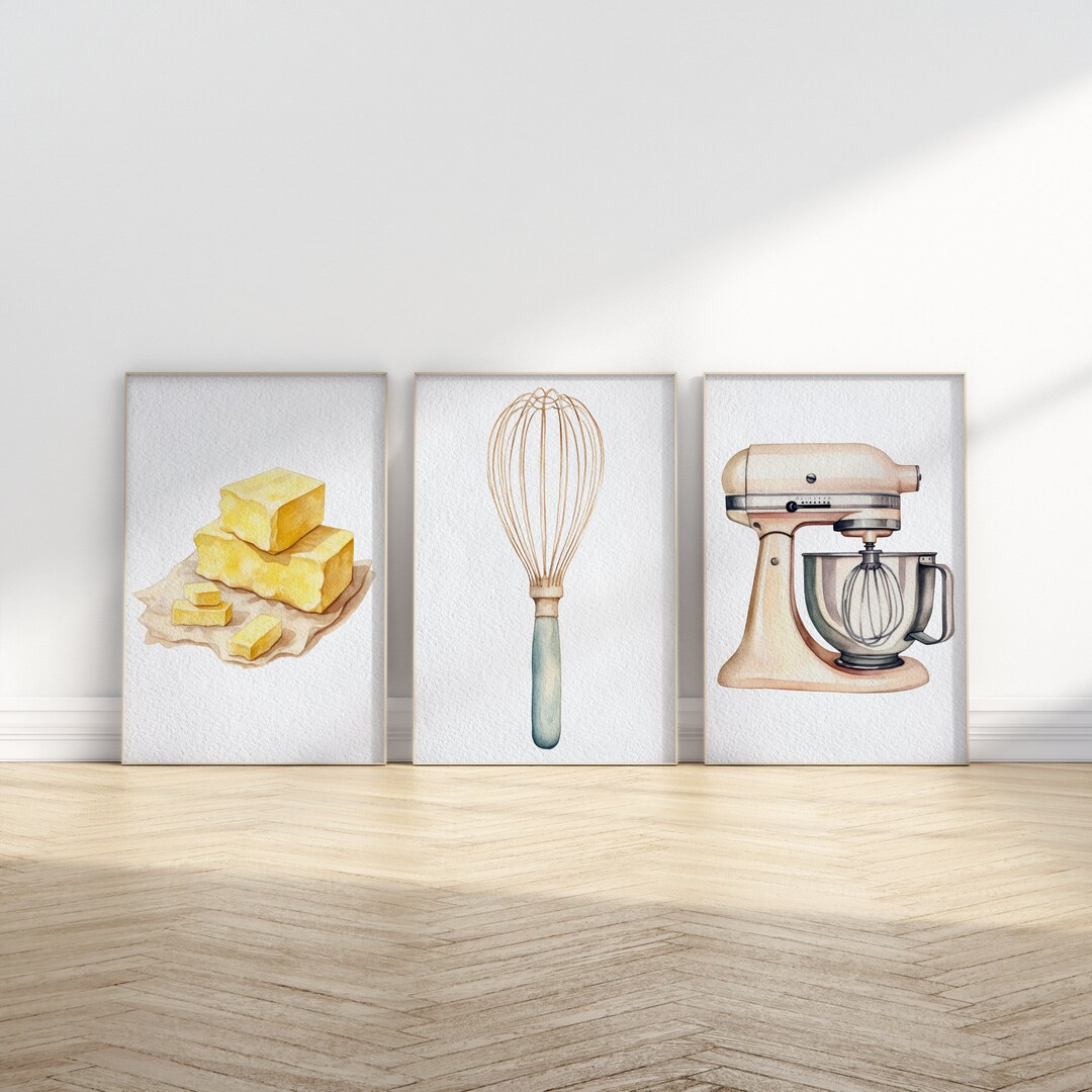Set of 3 Baking Kitchen Prints | Cute Kitchen Decor | Pantry Wall Decor ...