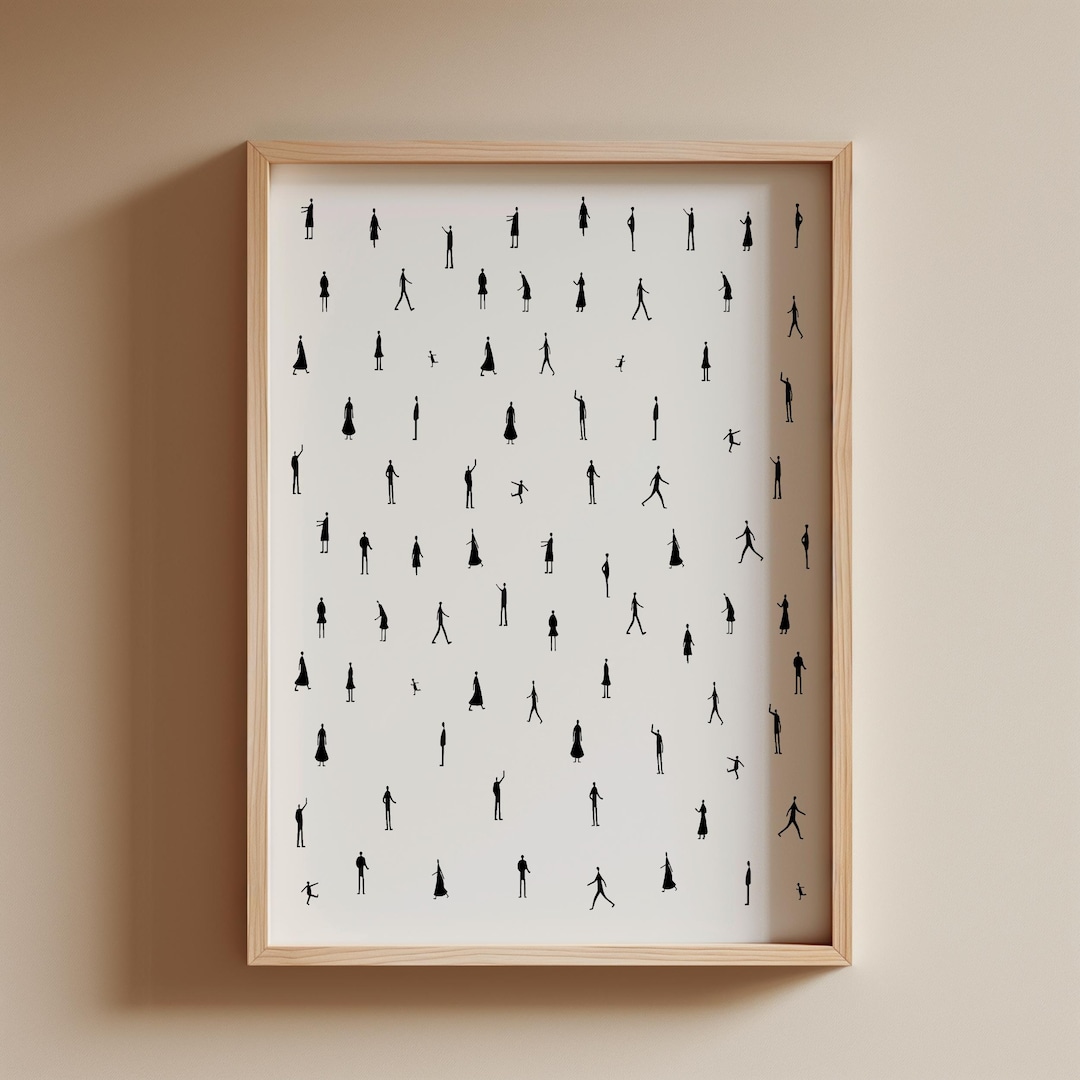 Small People Art | Tiny Humans Walking Print | Minimalist Miniature ...