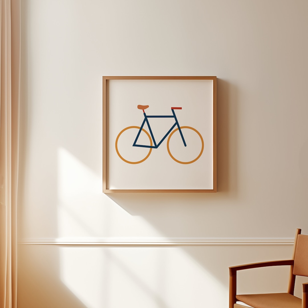 Minimalist Road Bike Print Line Art Bicycle Poster Horizontal Bike ...