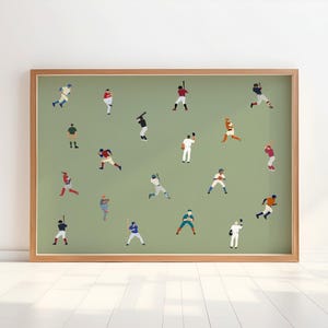 Tiny Baseball Players Print | Minimalist People Art Gift for Baseball ...