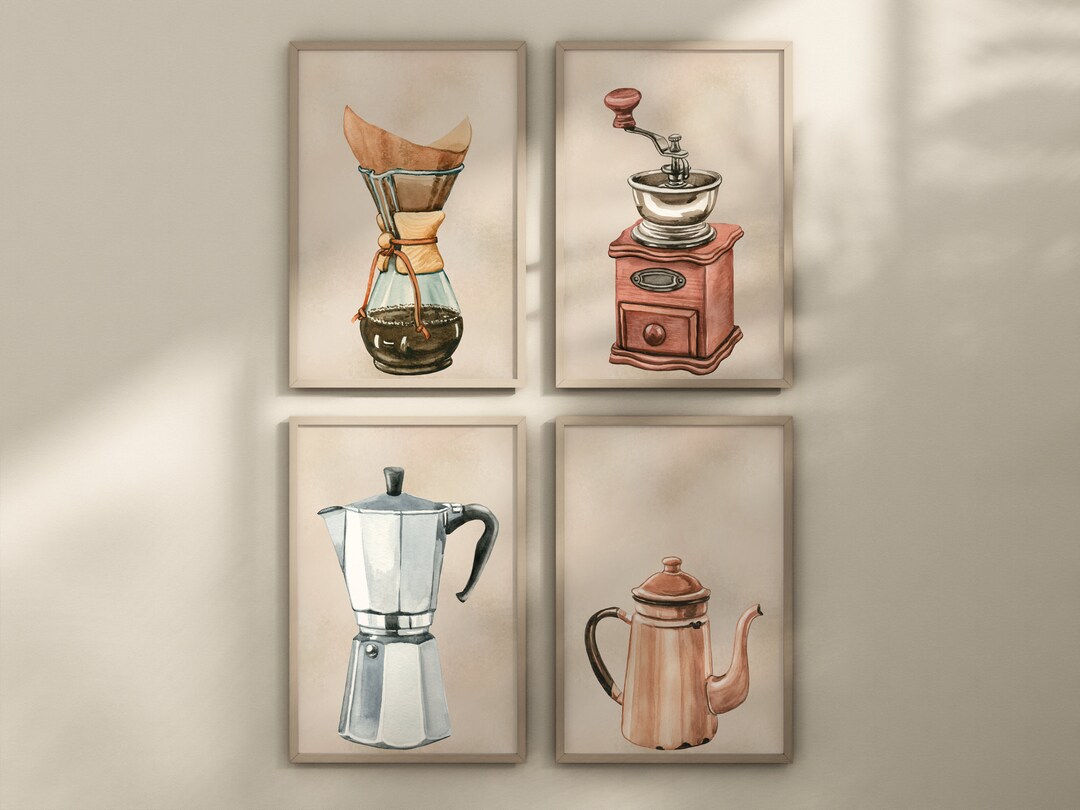 Coffee Pot Prints Set | Kitchen Wall Art (digital Download) - Etsy