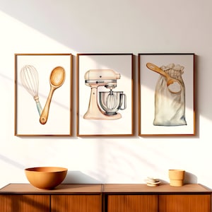 Set of 6 Baking Kitchen Prints | Cute Kitchen Decor | Pantry Wall Decor ...
