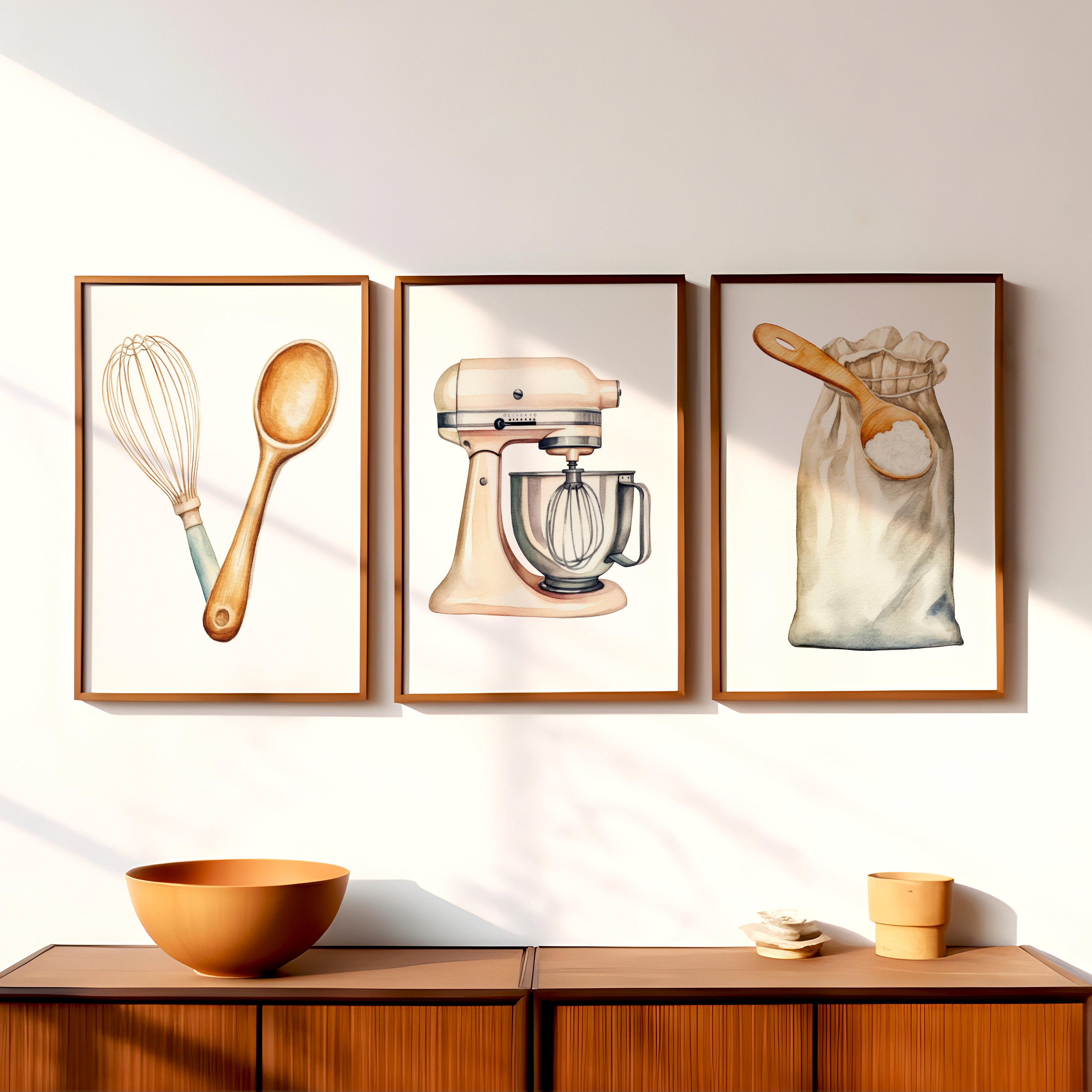Set of 6 Baking Kitchen Prints | Cute Kitchen Decor | Pantry Wall Decor ...