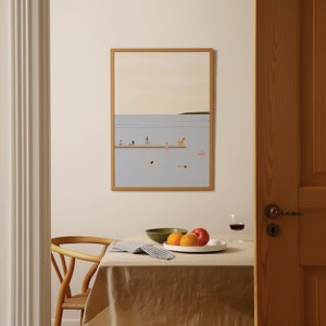 Tiny People Swimming in Lake Art | Cute Summer Lake People Print ...