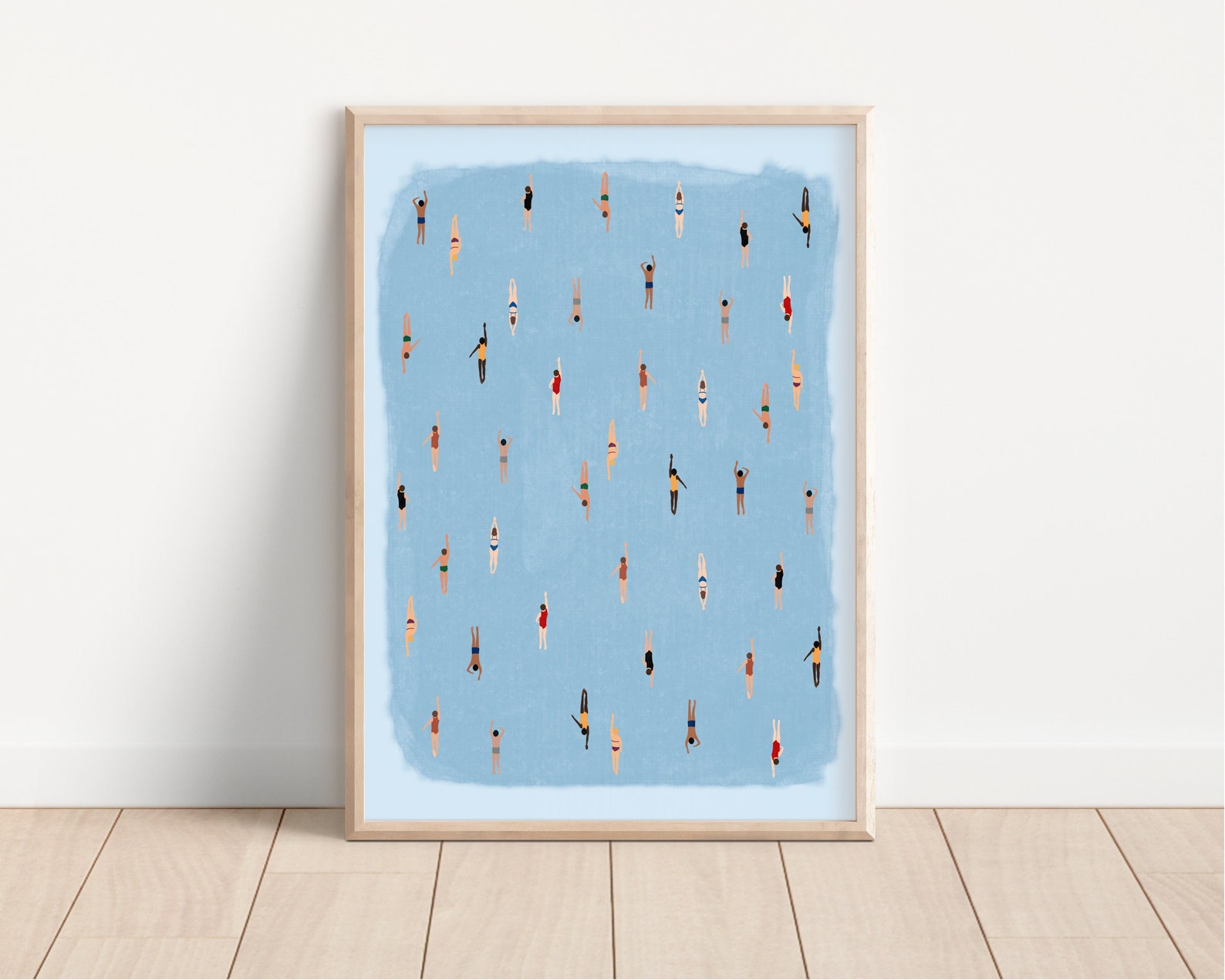 Swimming in Watercolor Art | Tiny People Swimming Pool Print | Summer ...