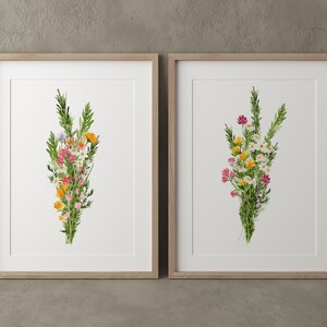 Set of 2 Wildflower Bouquets | Watercolor Floral Art | Colorful ...