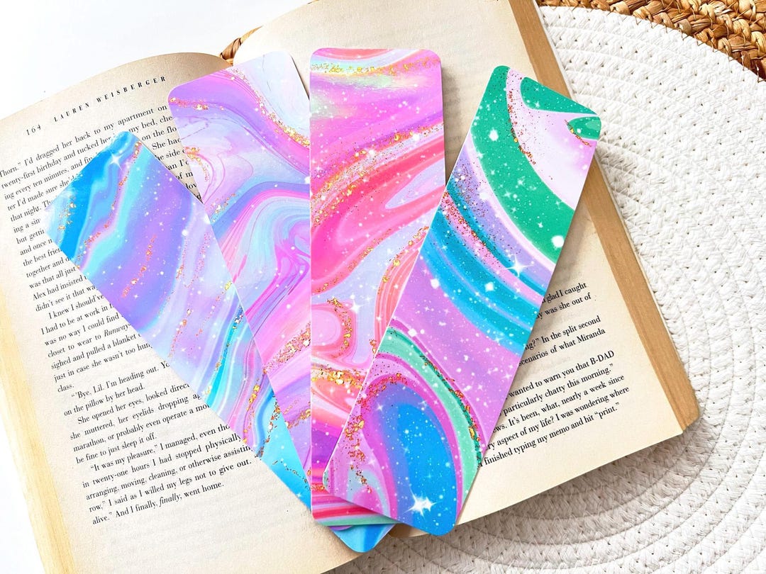 Holographic Sweet Marble Bookmark Collection | Glossy Cardstock ...
