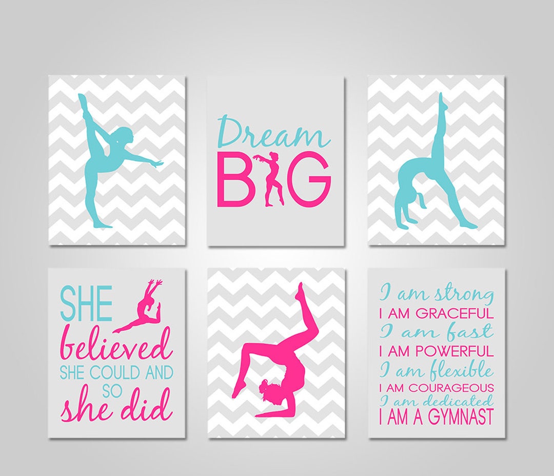 Gymnastics Wall Art - Gymnastics Wall Decor - Gymnastics Prints - Teal ...