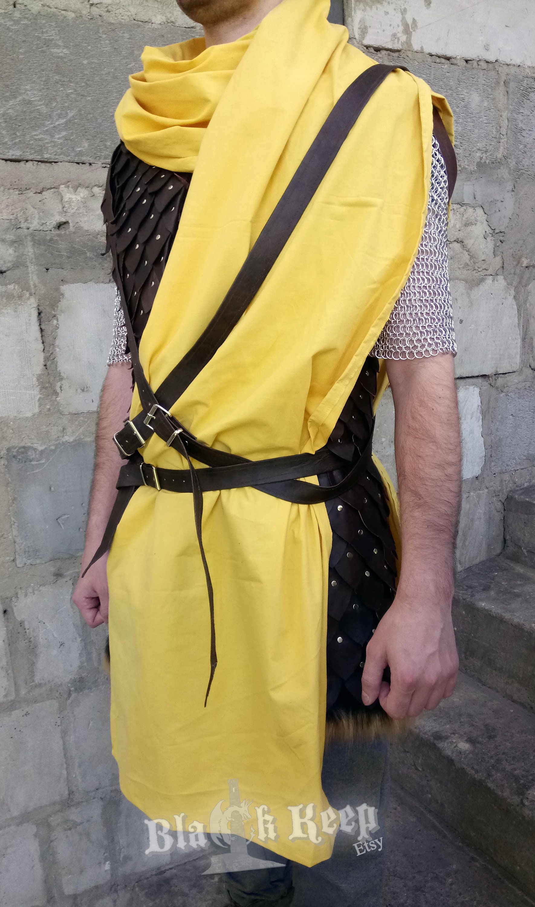 Leather Scale Coat With Chainmail Sleeves Skyrim Guards Armor ( Larp ...