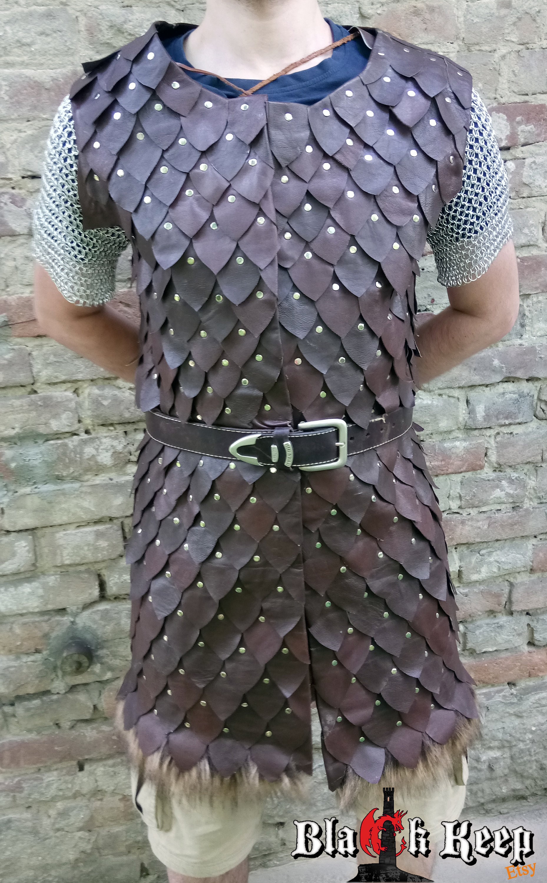 Guardsman Armor Set Leather Scale Armor With Chainmail Sleeves ( Larp ...