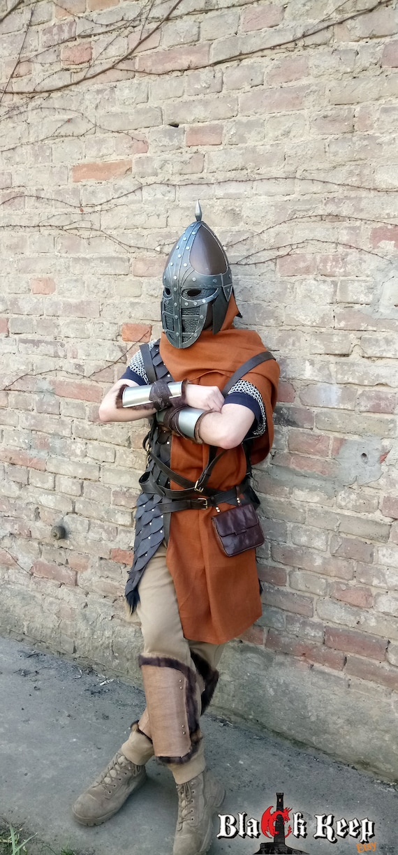 Guardsman armor set leather scale armor with Chainmail Sleeves | Etsy
