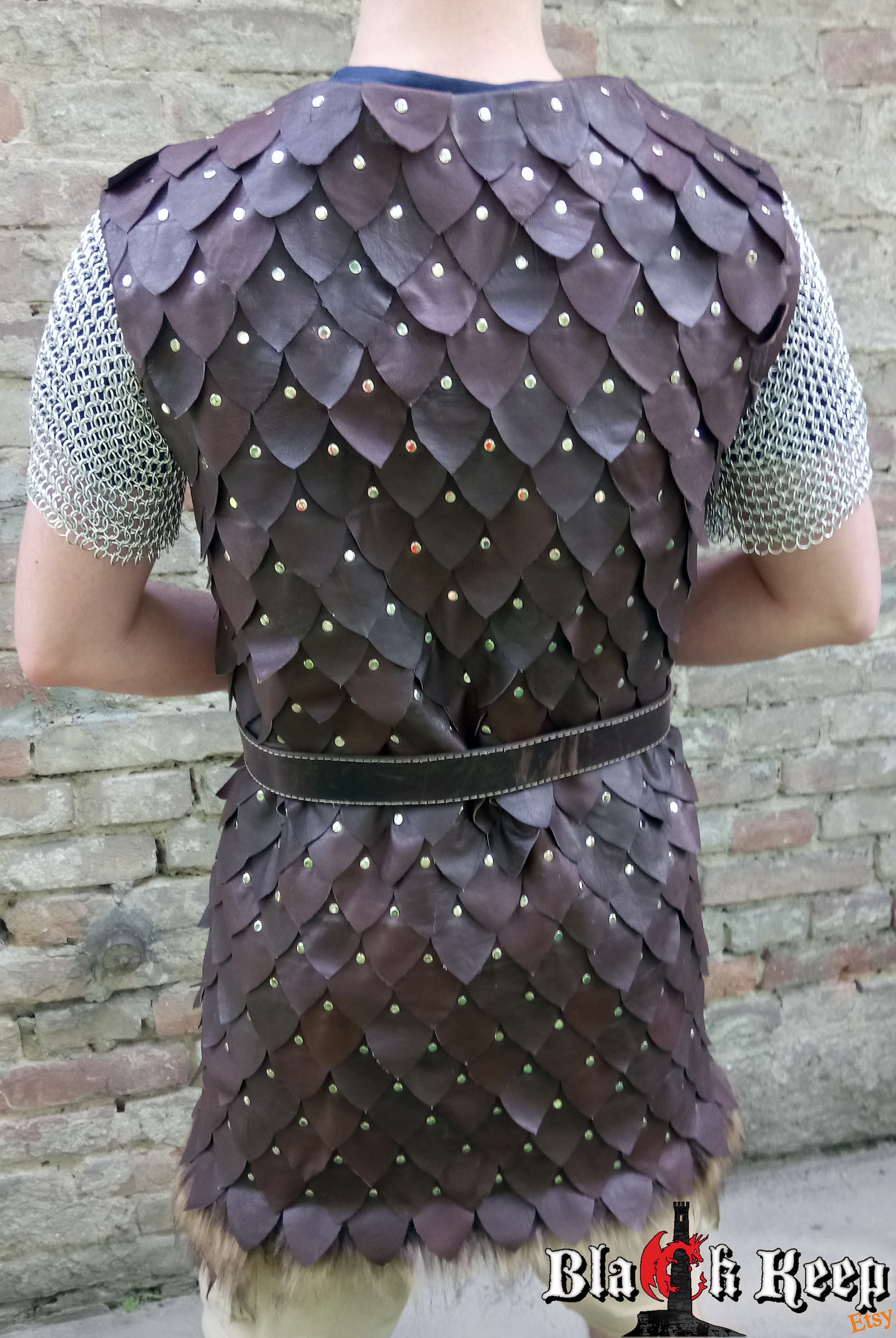 Leather scale coat with chainmail sleeves Skyrim Guards armor | Etsy