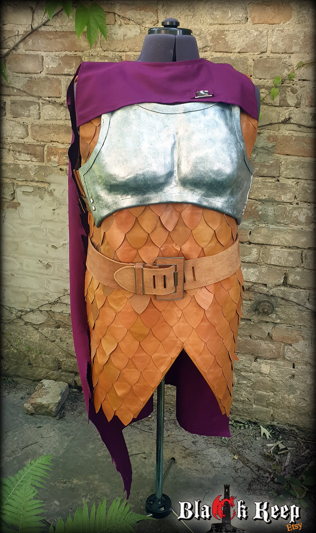 Leather Scale Coat With Chestplate and Cape Larp and Cosplay - Etsy