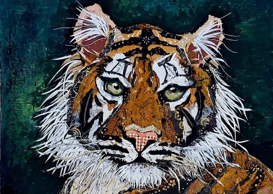 Tiger Mixed Media Collage Original Artwork or Prints for - Etsy