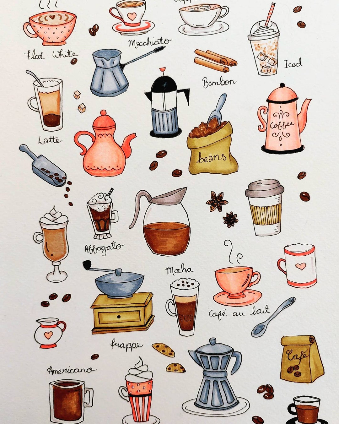 Coffee Cafe Poster Original Artwork or Art Print Home - Etsy