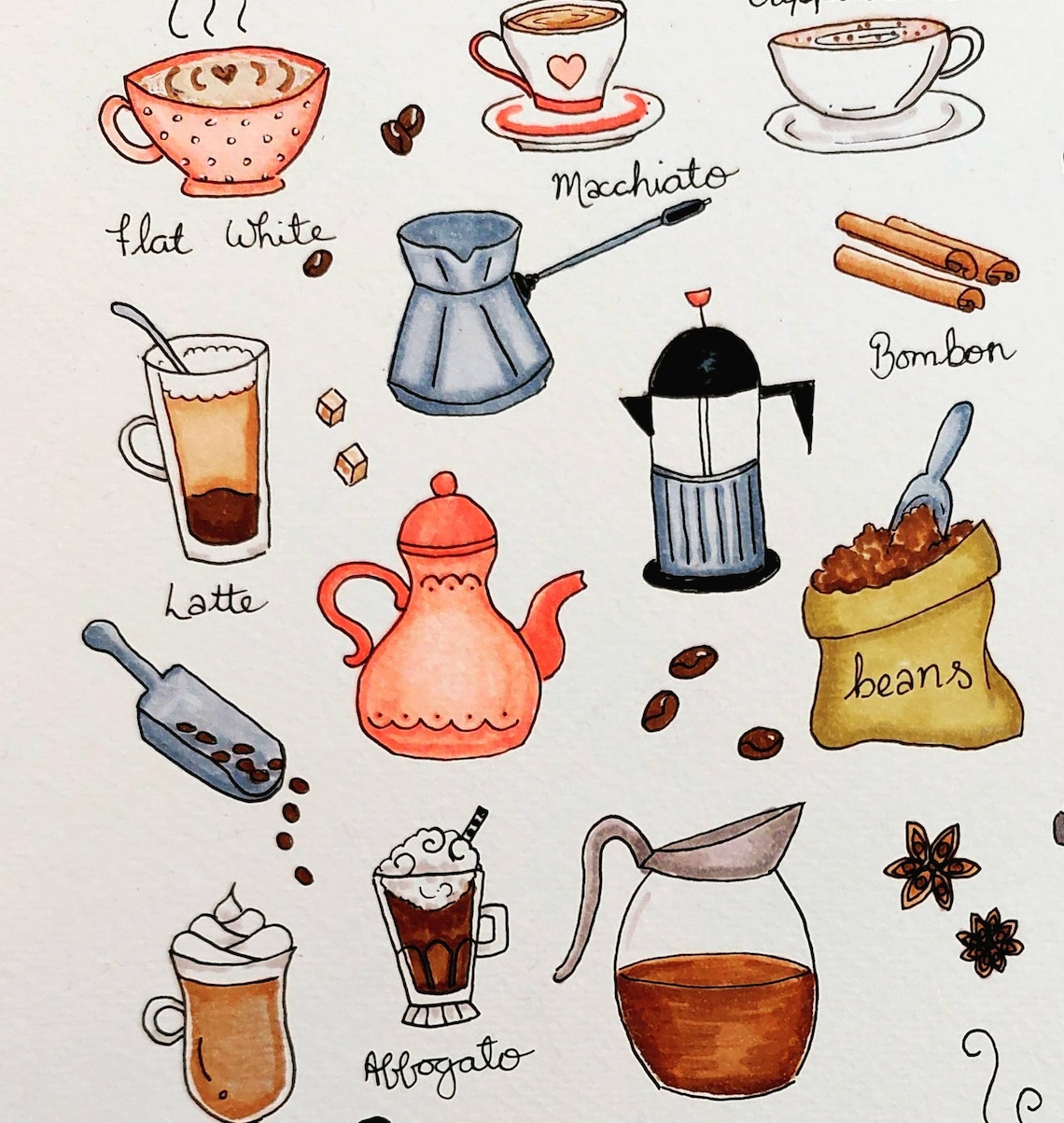 Coffee Cafe Poster * Original Artwork or Art Print * Home Decor * Chic ...