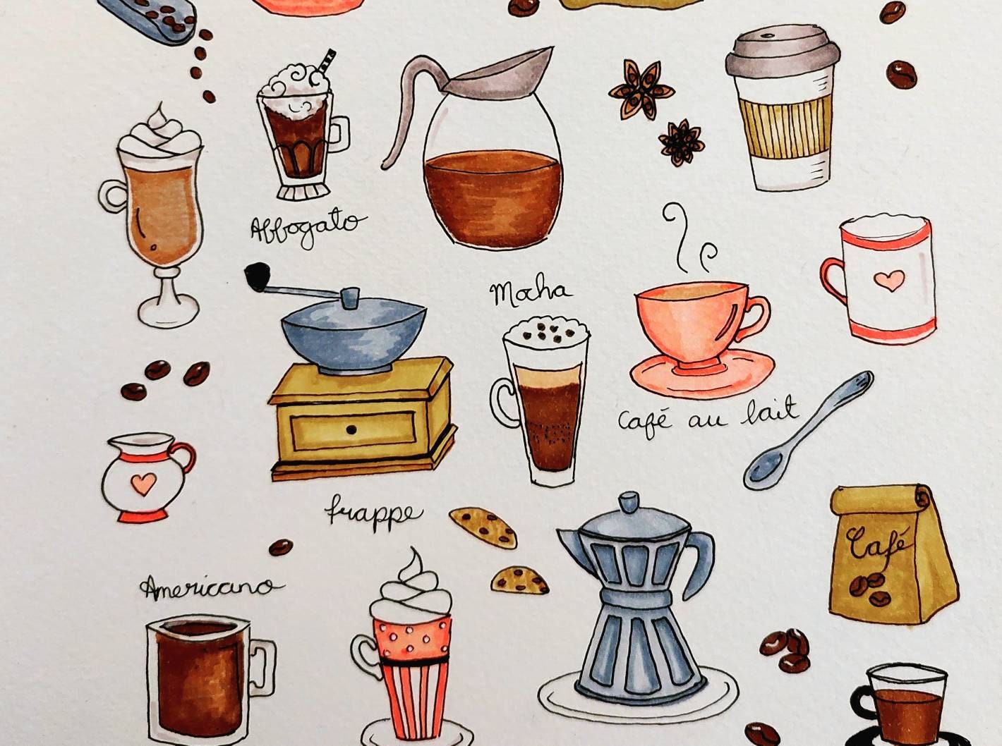 Coffee Cafe Poster Original Artwork or Art Print Home - Etsy