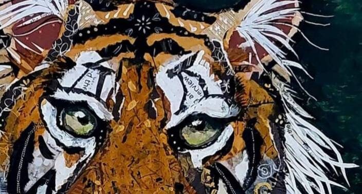 Tiger Mixed Media Collage * Original Artwork or Prints * for Him * for ...
