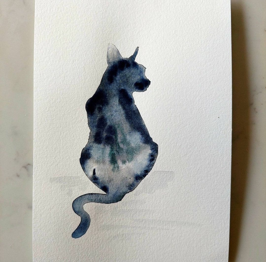 Cat Back Painting * Original Watercolour * Cat Gift * Home Decor *for ...