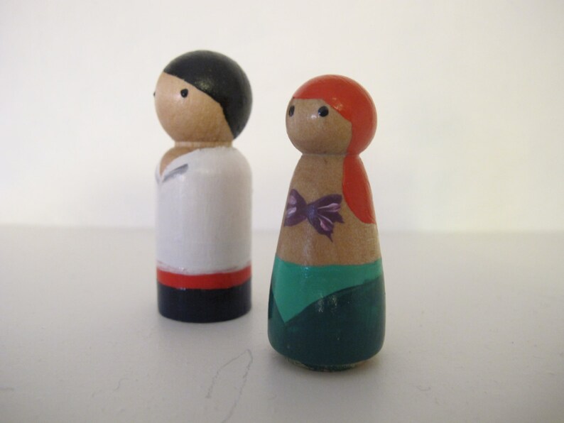 The Little Mermaid Peg Doll Set - Etsy UK