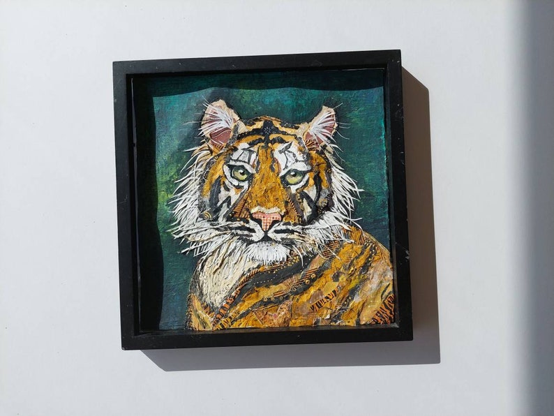 Tiger Mixed Media Collage * Original Artwork or Prints * for Him * for ...