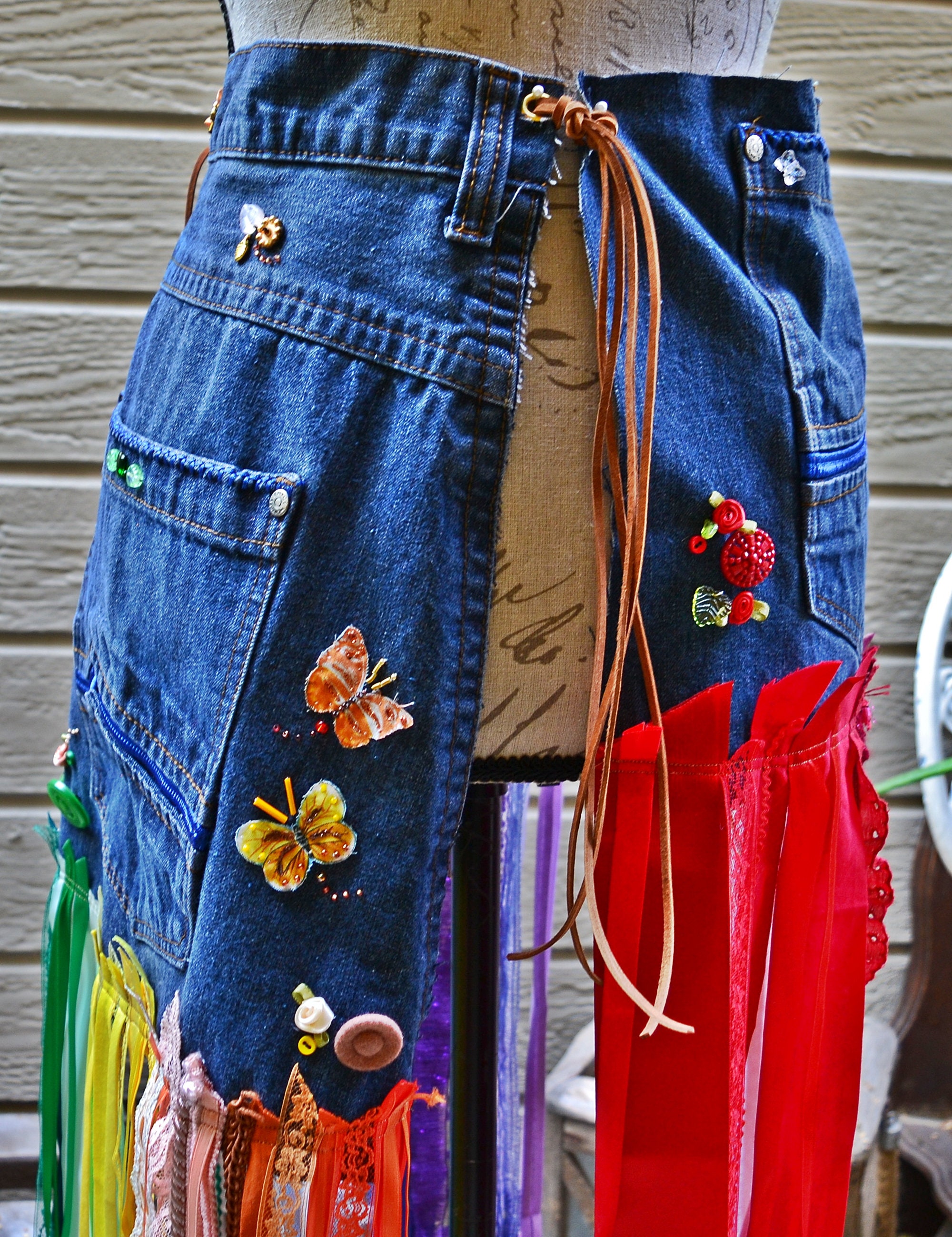 Fun Rainbow Ribbon Denim Wrap Festival, Event Belt - Etsy