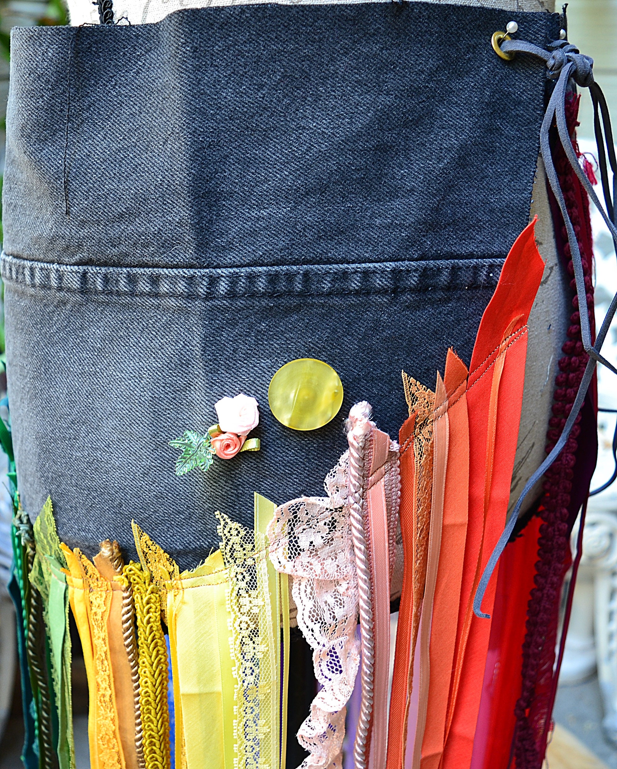 Rainbow Ribbon Denim Wrap Festival, Event Belt - Etsy