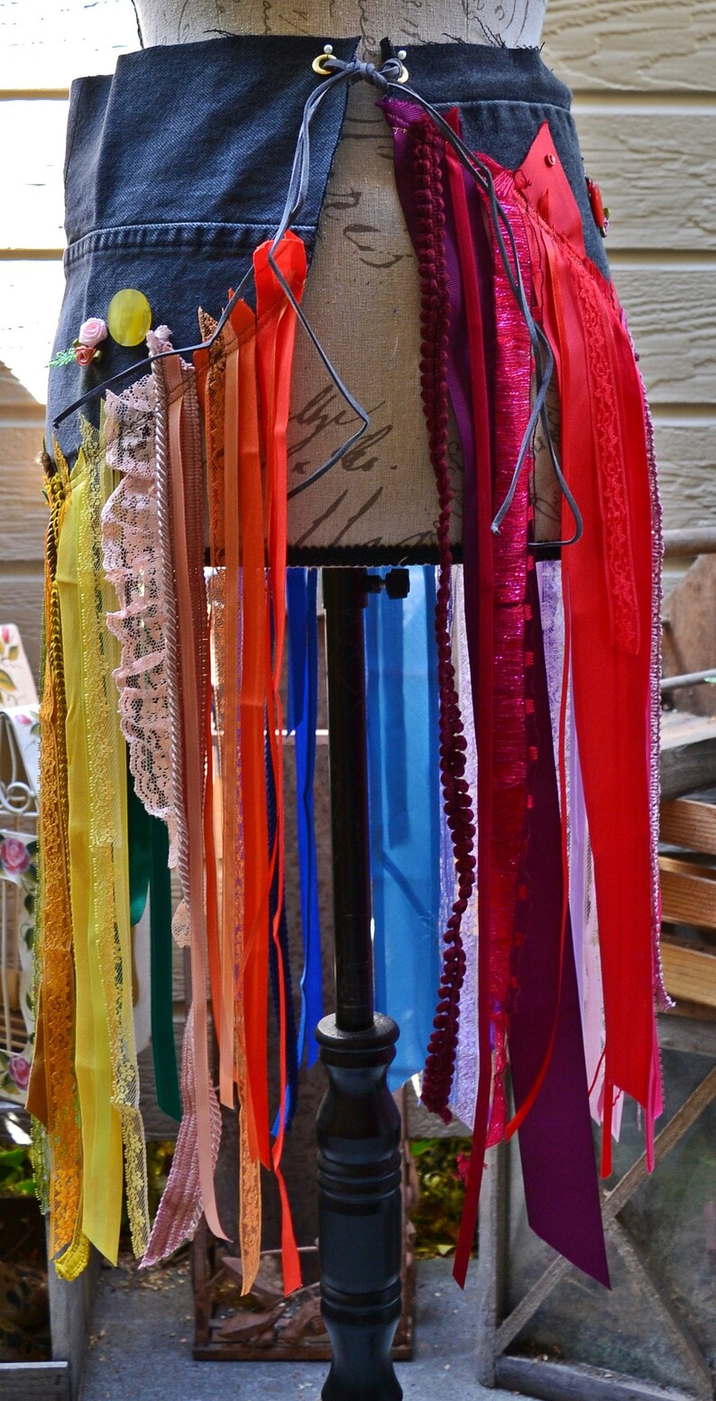 Rainbow Ribbon Denim Wrap Festival, Event Belt - Etsy