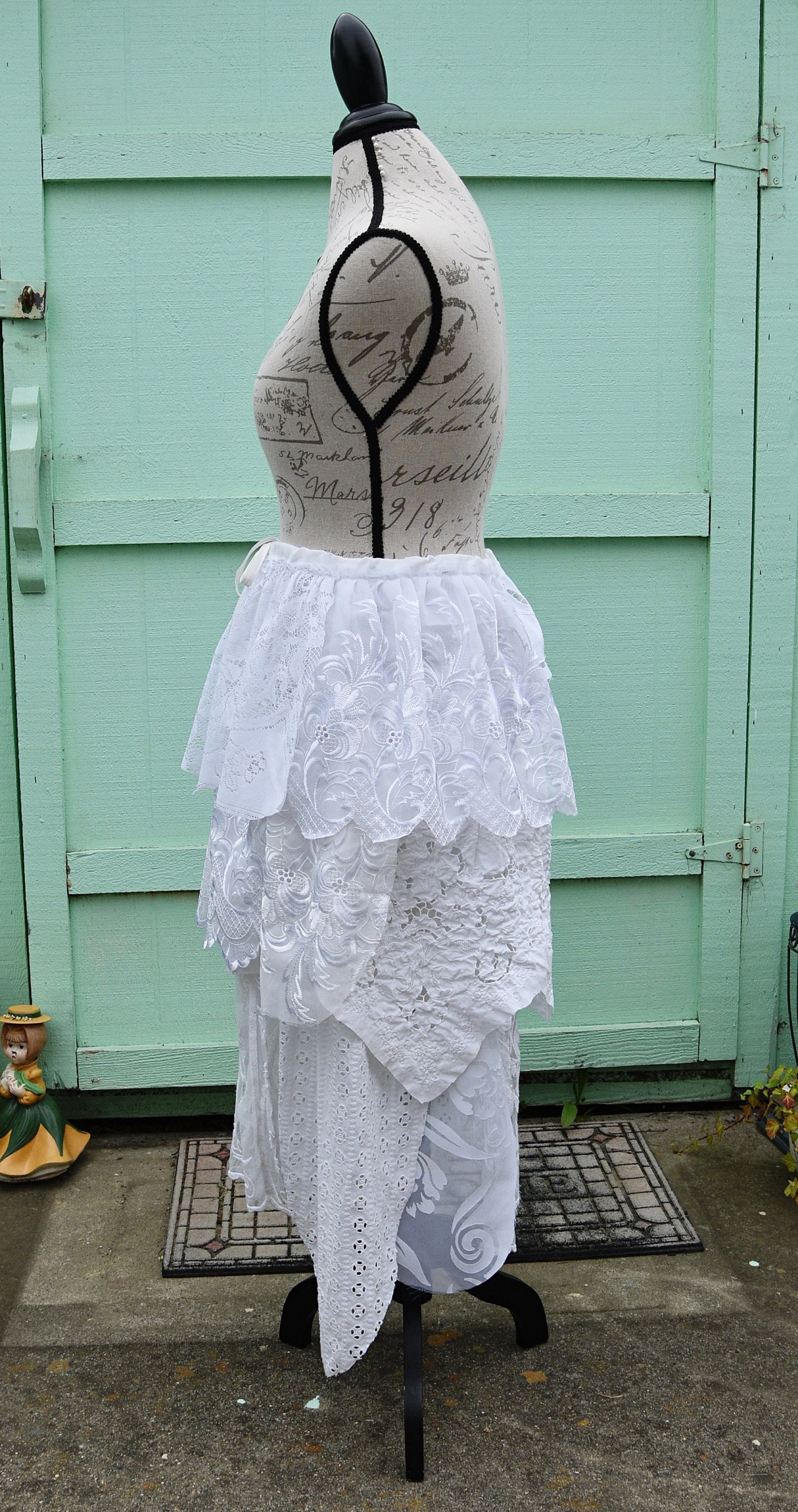 Off White and White Lace, Drawstring Layered Skirt, Great for a Wedding ...