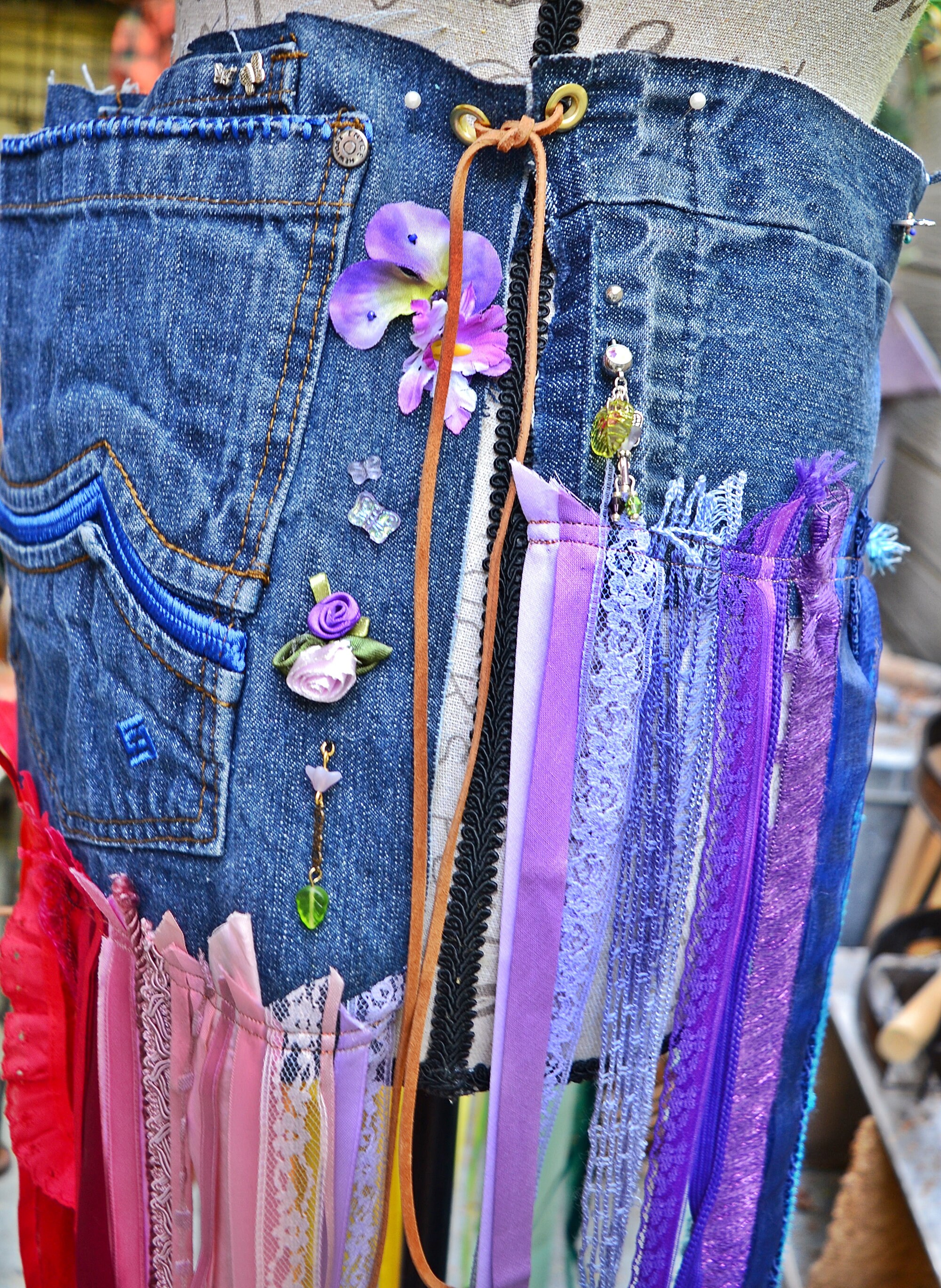 Fun Rainbow Ribbon Denim Wrap Festival, Event Belt - Etsy