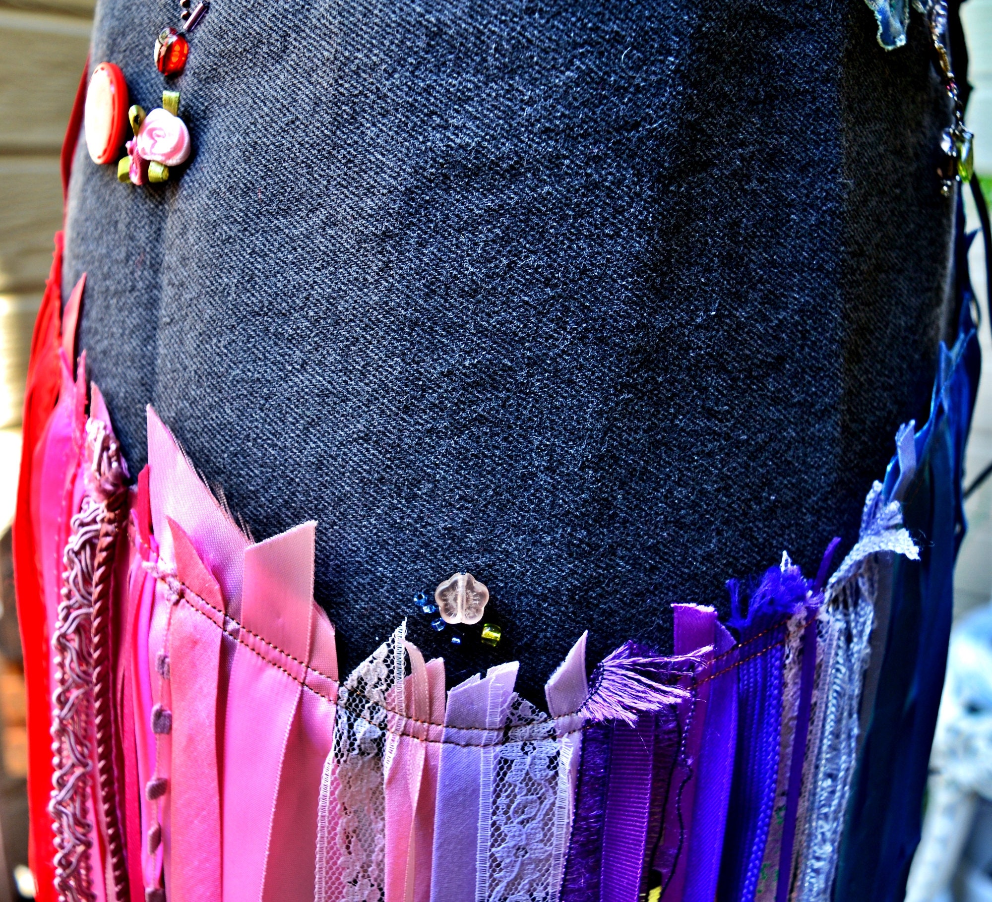 Rainbow Ribbon Denim Wrap Festival, Event Belt - Etsy