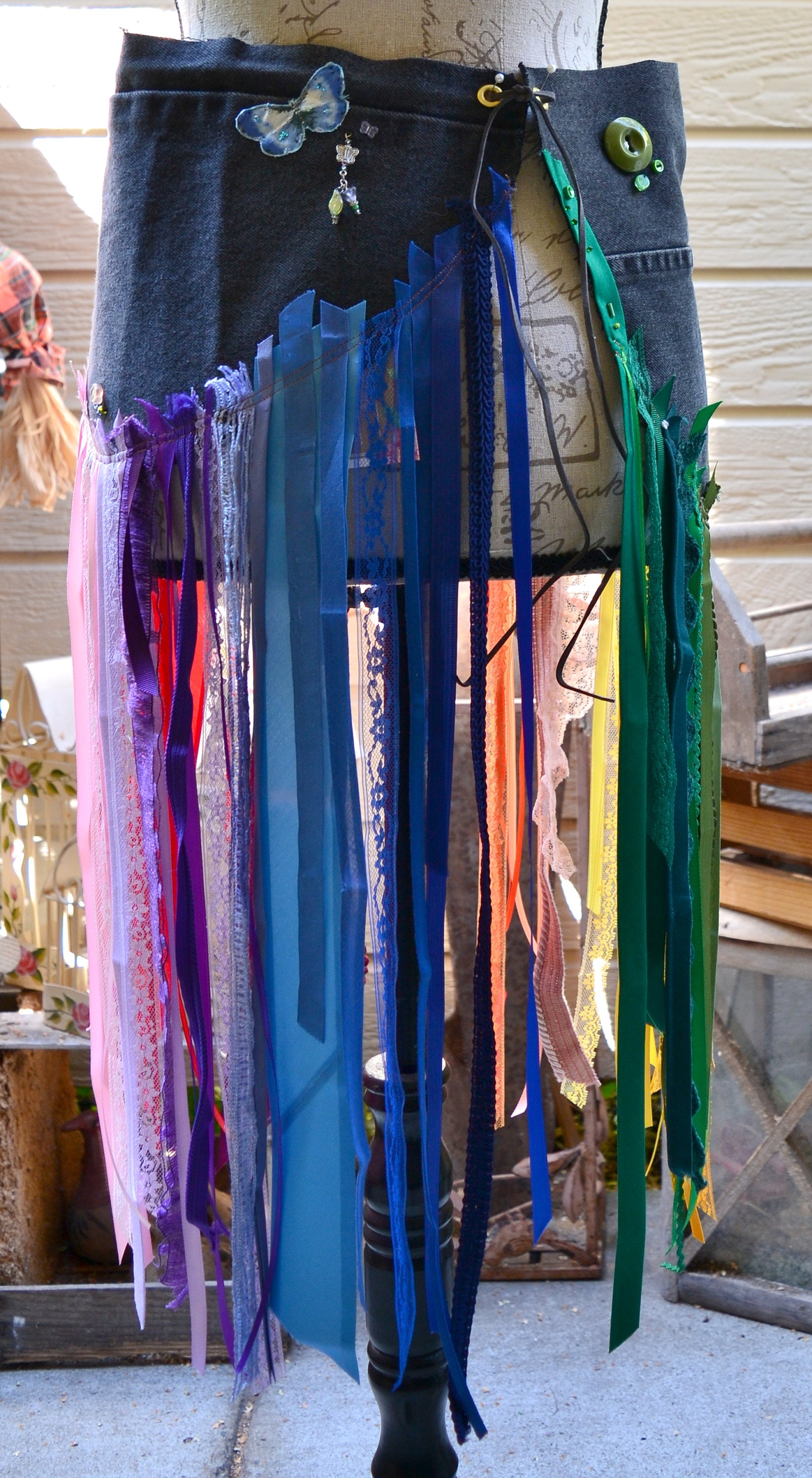 Rainbow Ribbon Denim Wrap Festival, Event Belt - Etsy