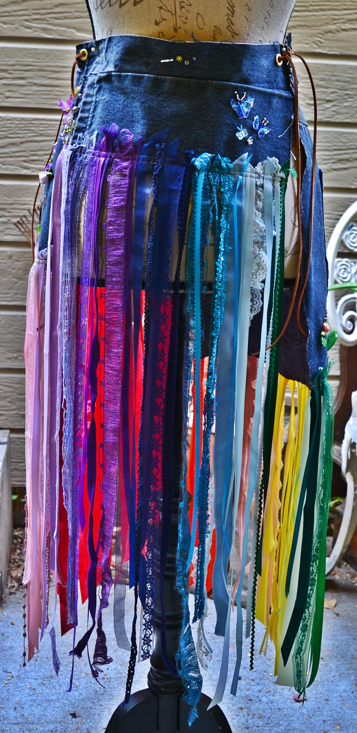 Fun Rainbow Ribbon Denim Wrap Festival, Event Belt - Etsy