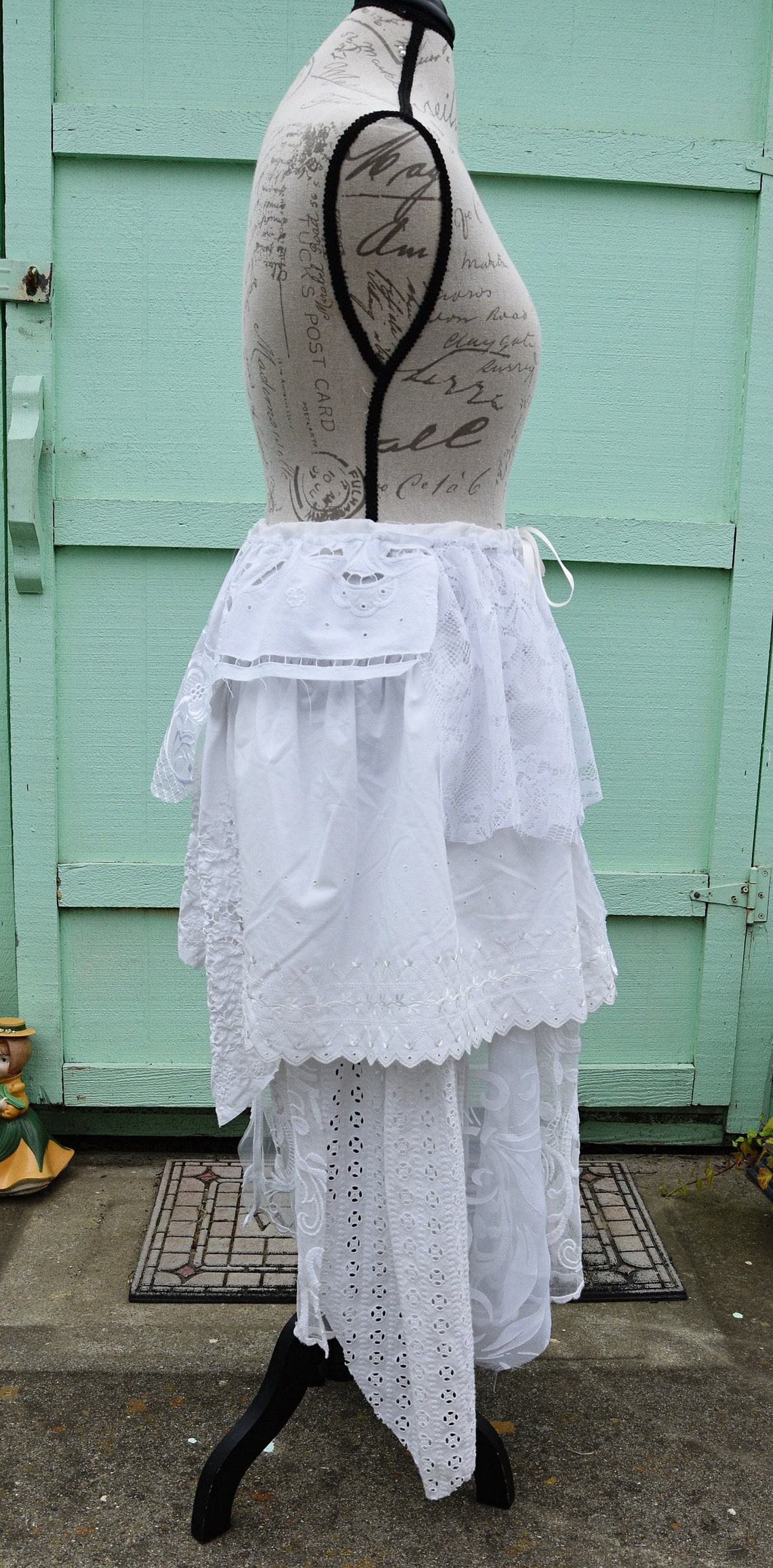 Off White and White Lace, Drawstring Layered Skirt, Great for a Wedding ...