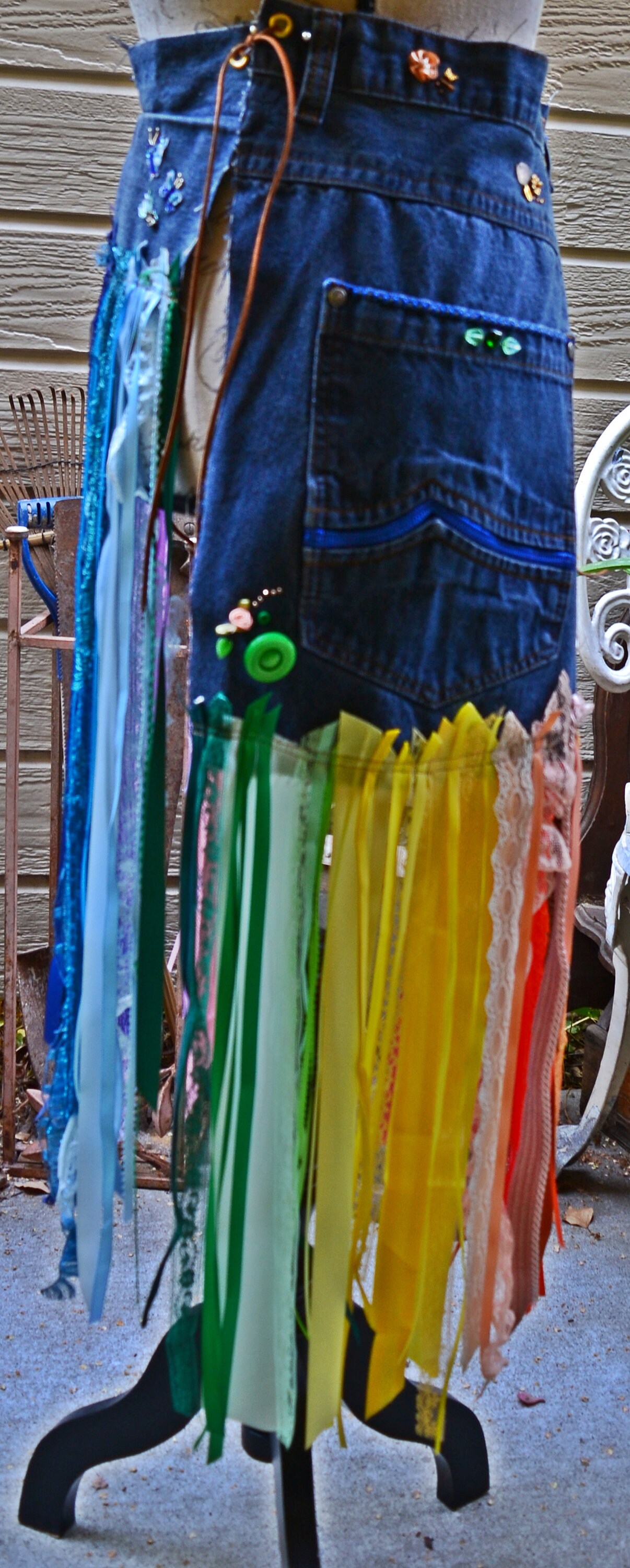 Fun Rainbow Ribbon Denim Wrap Festival, Event Belt - Etsy
