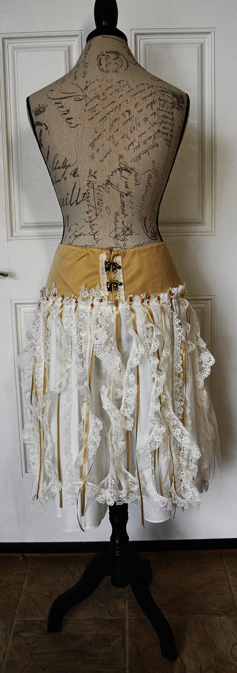 Spiegel Golden Tan, off White Netting, Lace, Ribbon & Pearls, Skirt ...