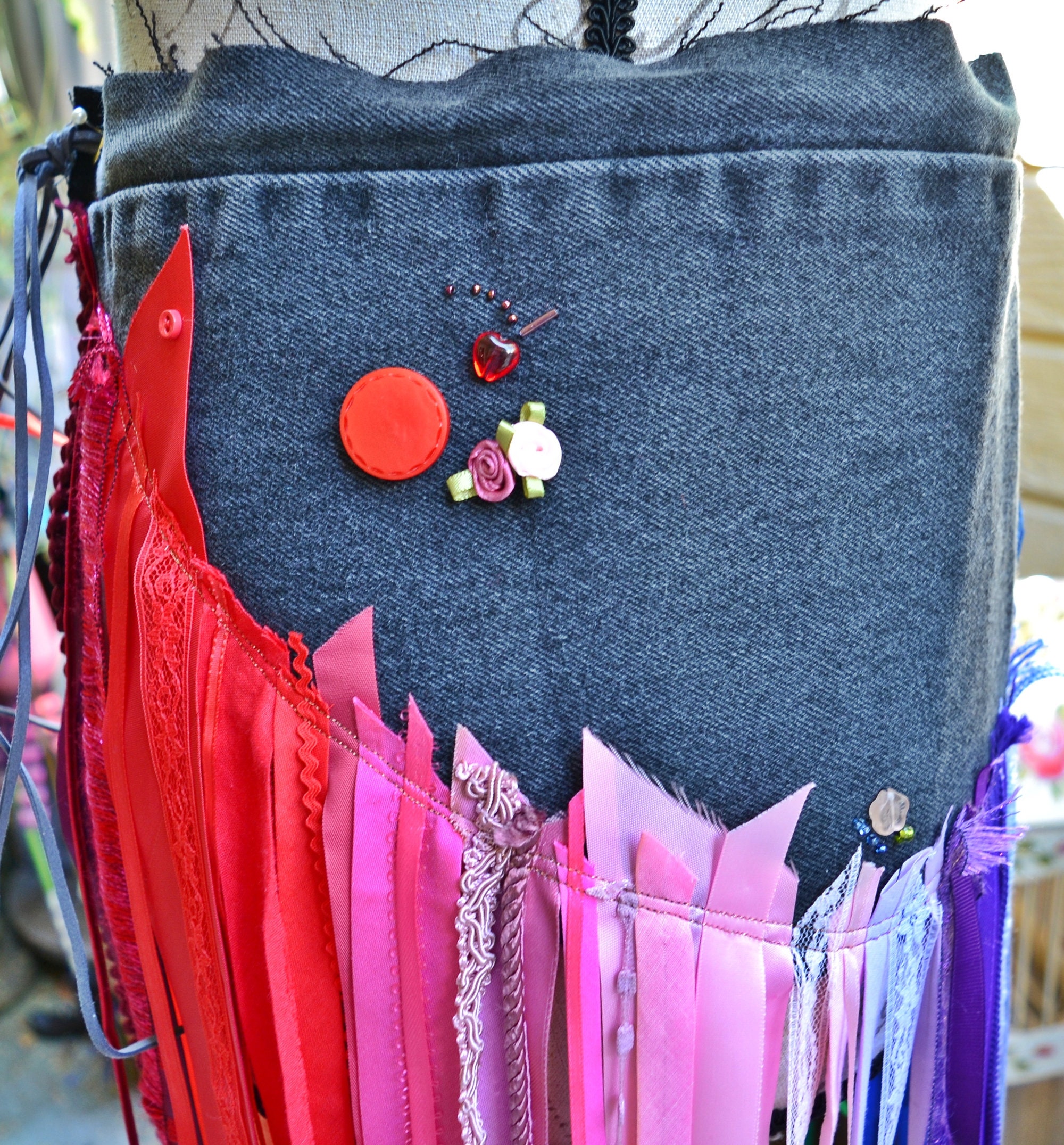 Rainbow Ribbon Denim Wrap Festival, Event Belt - Etsy