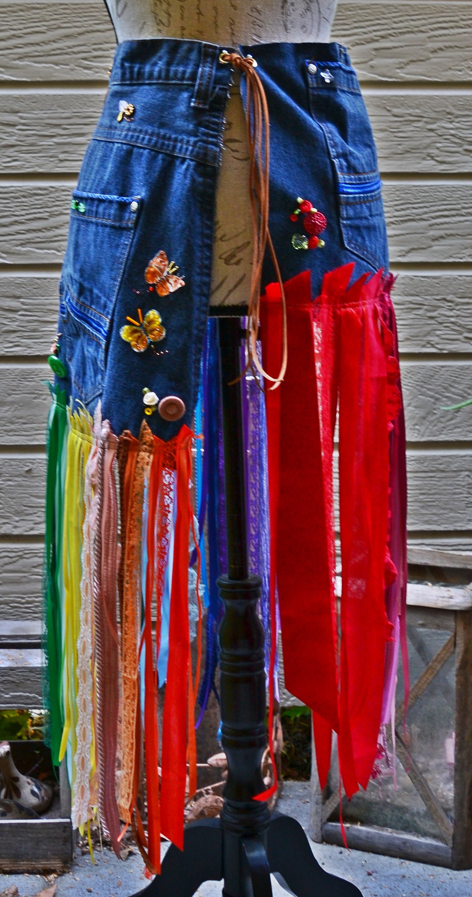 Fun Rainbow Ribbon Denim Wrap Festival, Event Belt - Etsy