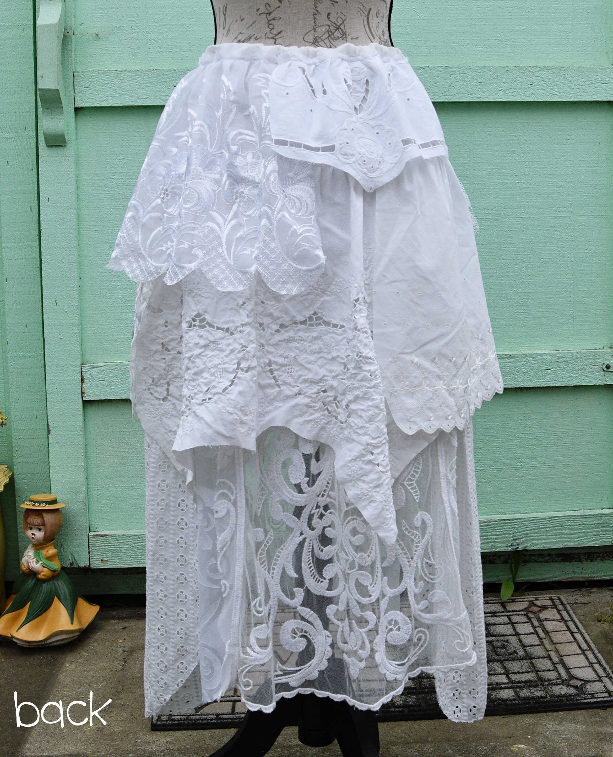 Off White and White Lace, Drawstring Layered Skirt, Great for a Wedding ...