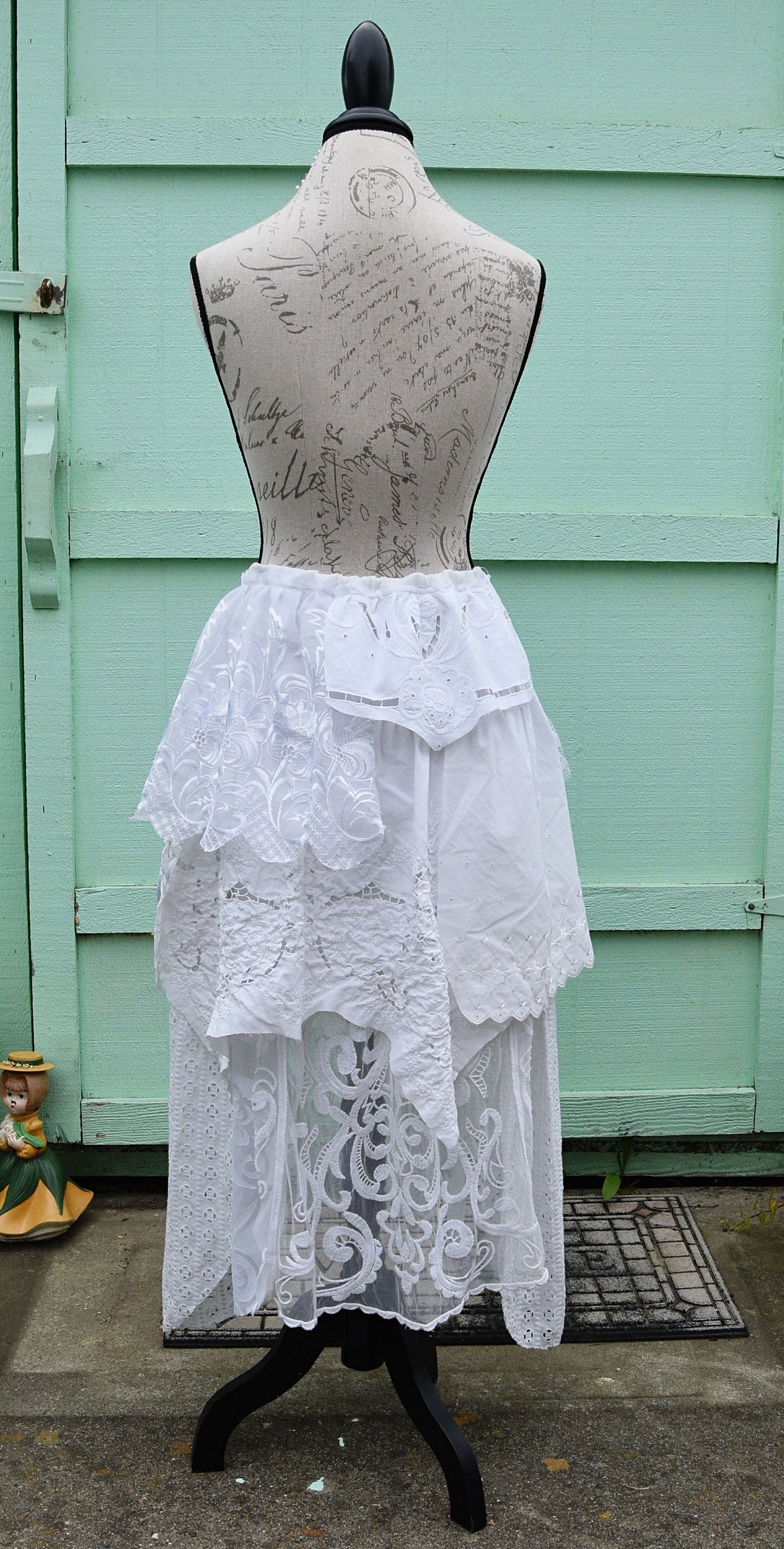 Off White and White Lace, Drawstring Layered Skirt, Great for a Wedding ...