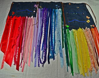 Rainbow Ribbon Denim Wrap Festival Event Belt | Etsy