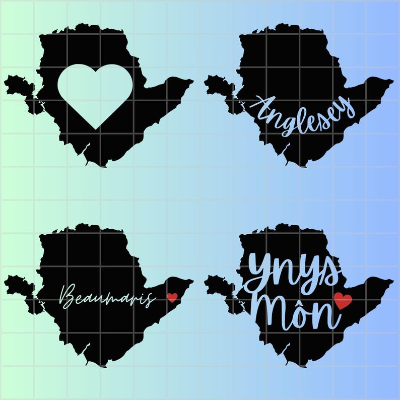 Anglesey Ynys Mon Map Outline SVG Vector File - Cutting File Bundle for ...