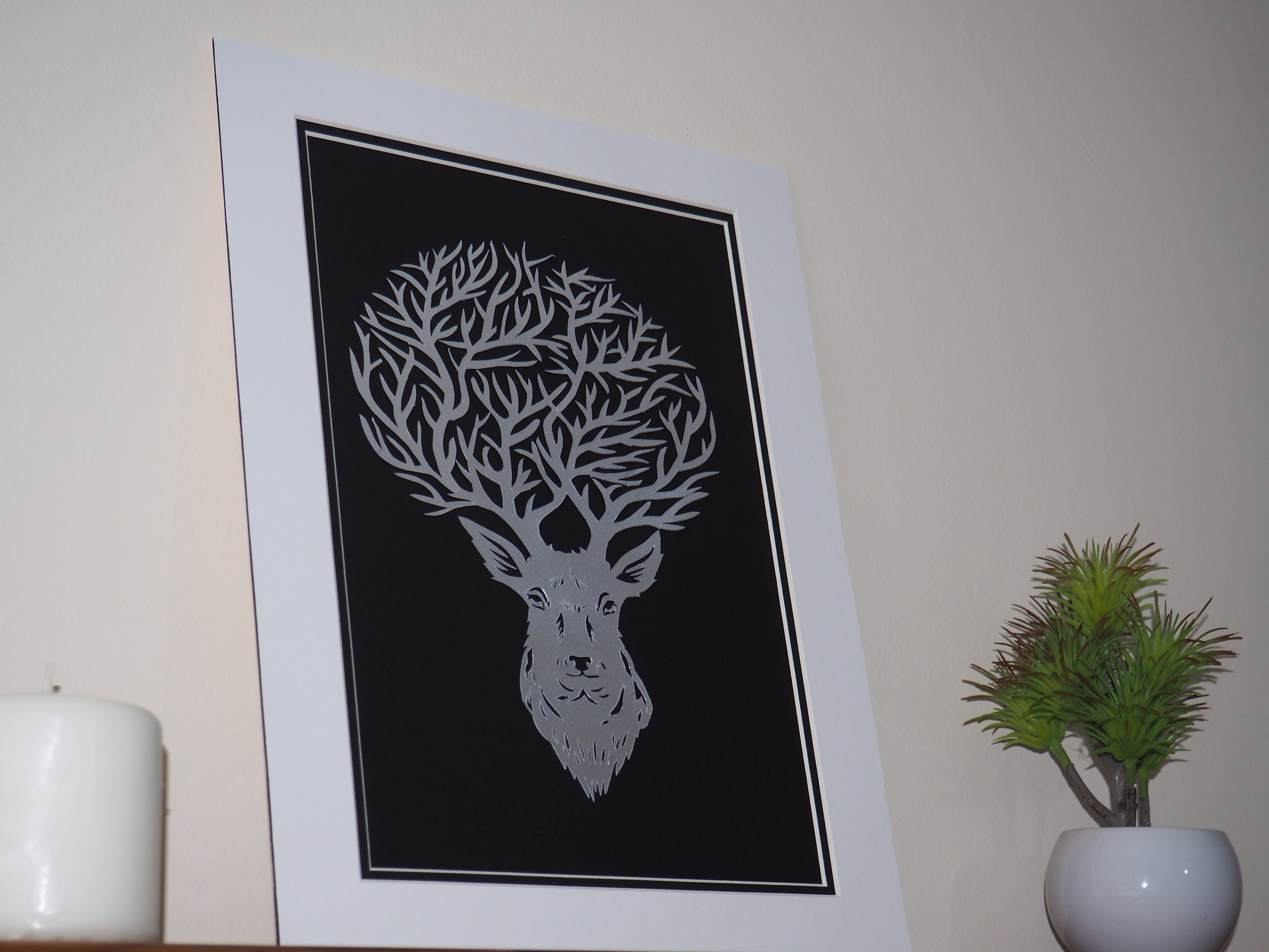 Handcrafted Paper Cut Silver Stag Picture - Etsy UK