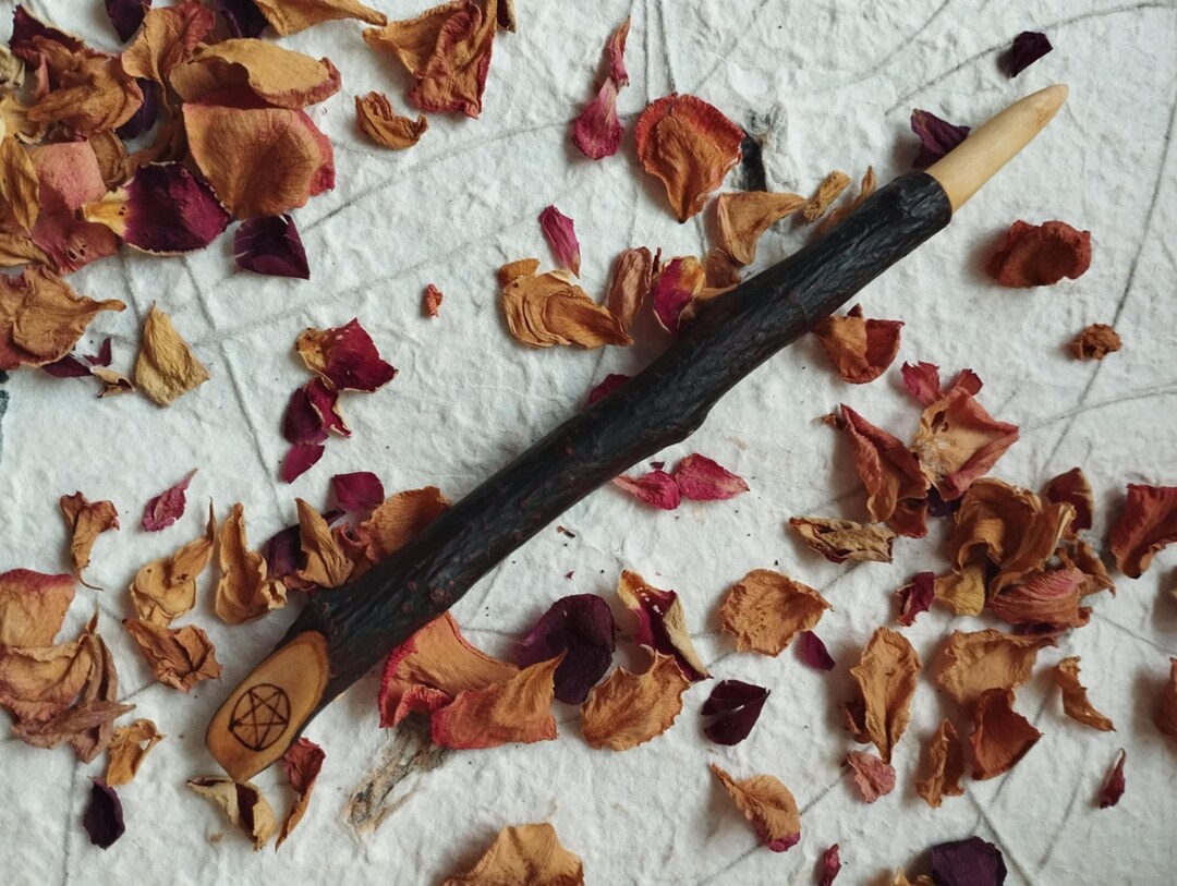 Greek Blackthorn Wand, Mini Wand, Pentacle, Bark on - Tool for ...