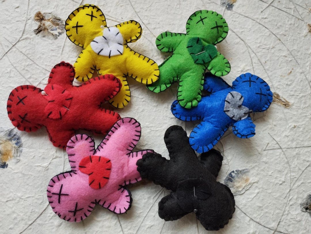 Mini Handmade Felt Voodoo Doll Comes in Many Colours With a Heart and a ...