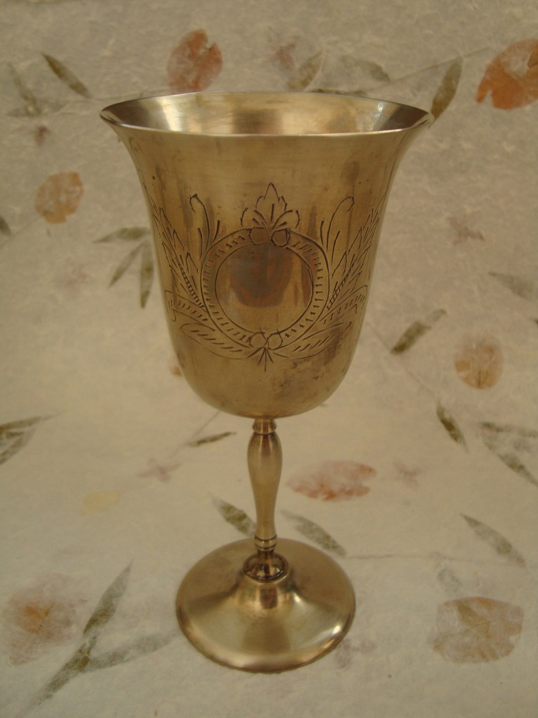 1 Large Antique Brass Chalice With a Leafy Pattern -altar Tool for ...