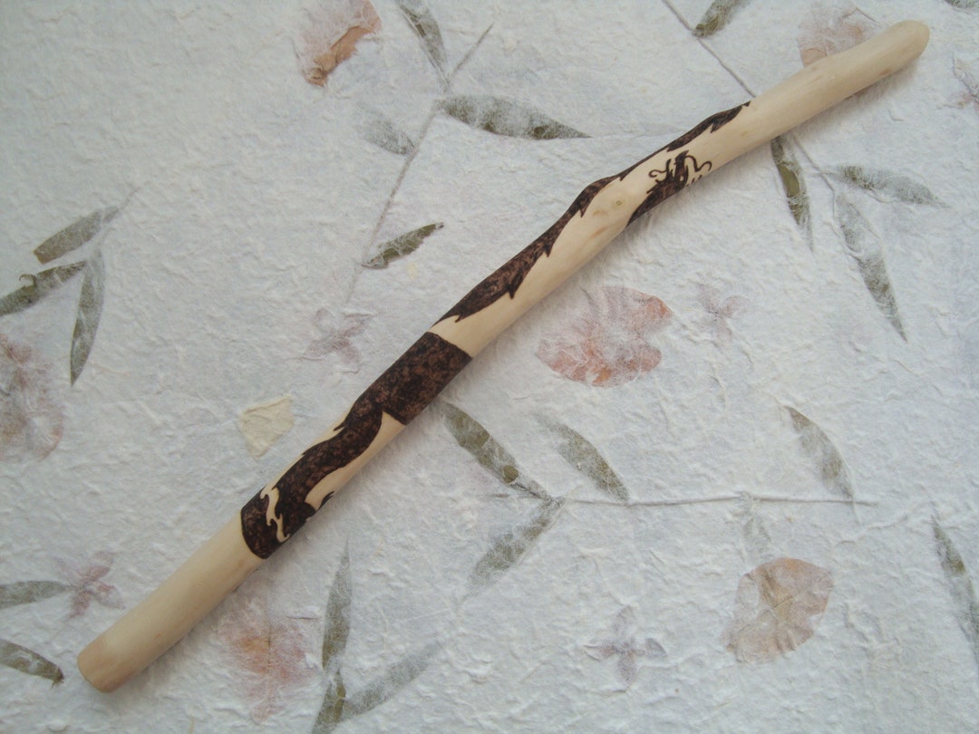 Greek Olive Wand With Chinese/japanese Serpent Dragon Design Tool for ...