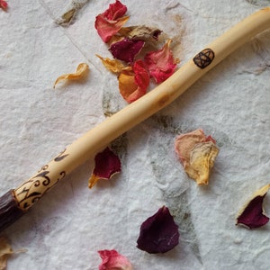 Greek Plum Mini Wand With Pentacle and Vines Design - Tool for ...